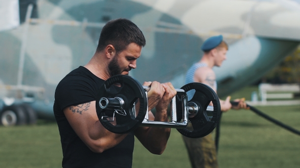 Strength Training At a Military Base., Stock Footage | VideoHive