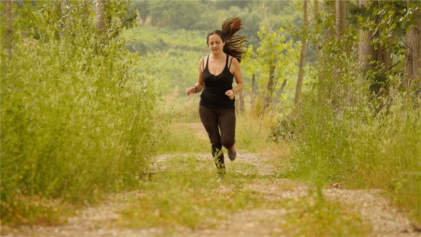 Girl Running In Forest, Stock Footage | VideoHive