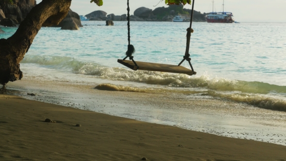 A Rope Swings On The Beach, Stock Footage | VideoHive