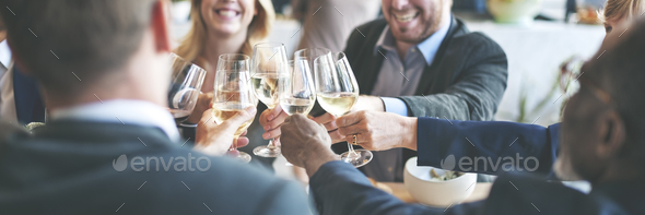 Business People Toast Success Achievement Colleagues Corporate C Stock ...