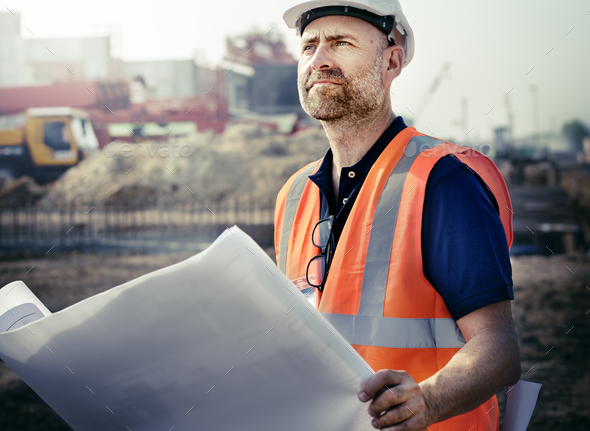 Construction Worker Planning Constractor Developer Concept Stock Photo ...