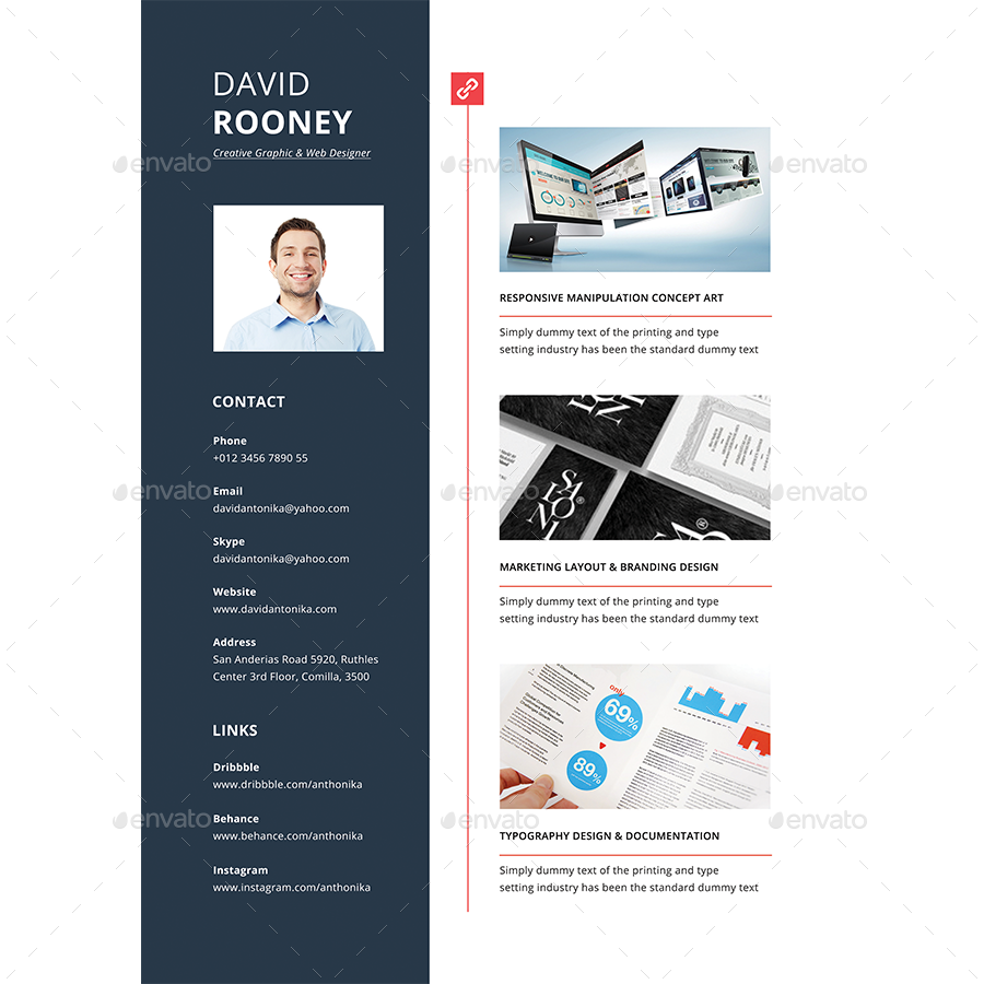 Resume with Portfolio & Cover Letter, Print Templates | GraphicRiver