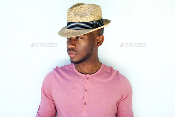 Cool young black male fashion model with hat Stock Photo by ...