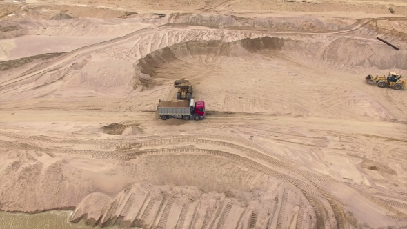 Aerial View Of Sand Quarry, Stock Footage | VideoHive