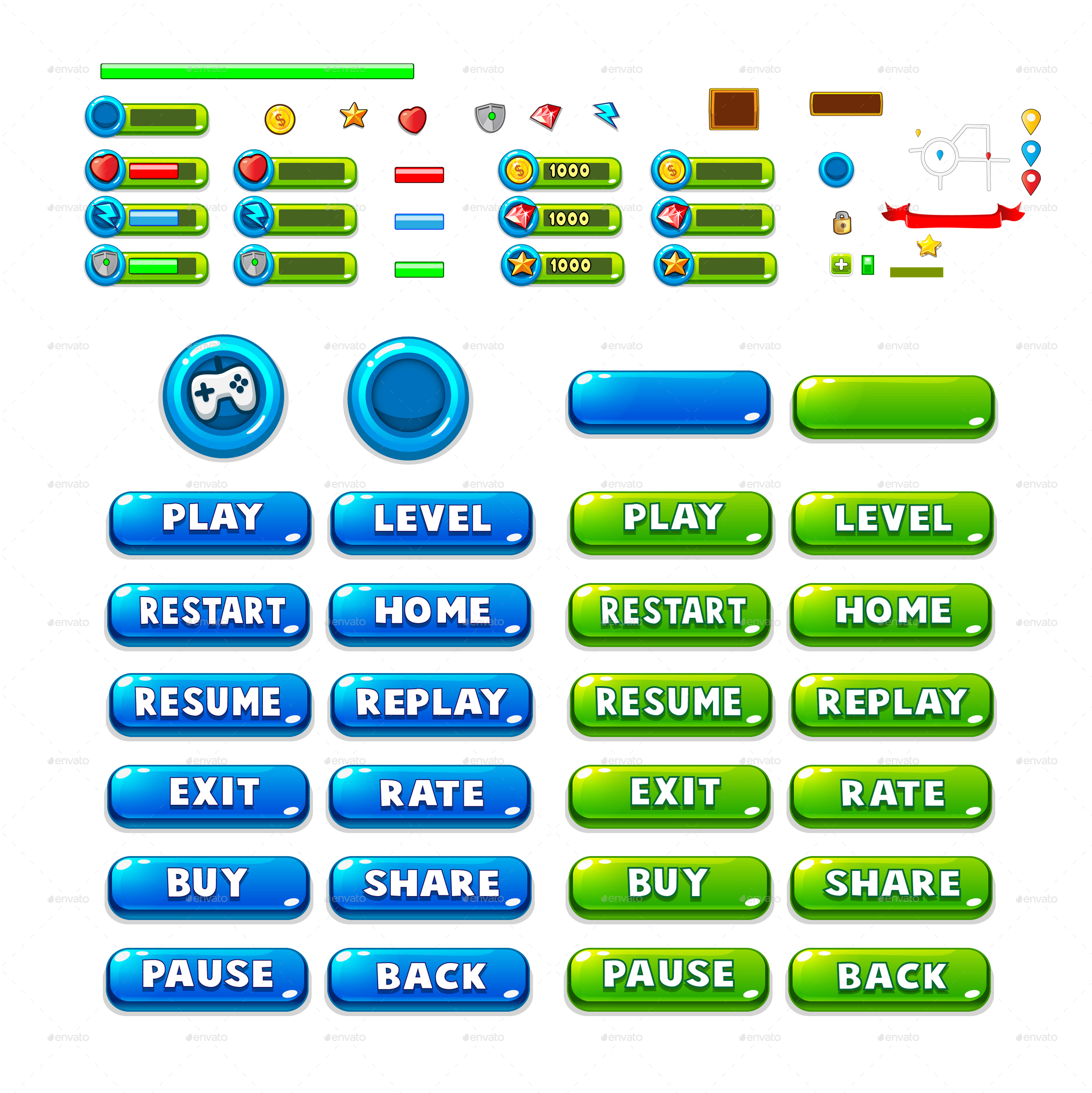 Cartoon Game Ui Pack 10 by pasilan | GraphicRiver