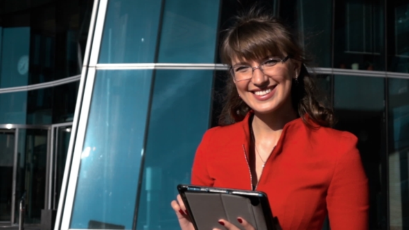 Business Woman Holding a Digital Tablet., Stock Footage | VideoHive