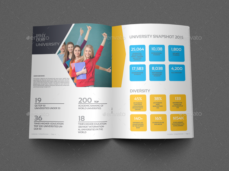 University - College Brochure Template - 16 Pages, Print Templates