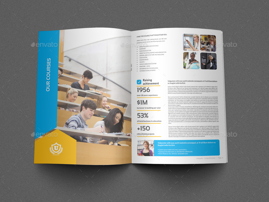 University - College Brochure Template - 16 Pages, Print Templates