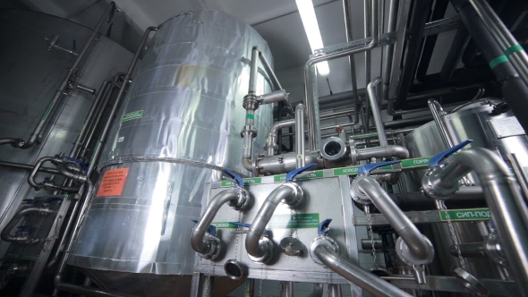 Pipe System, Pipelines With Valves And Storages At Modern Plant ...