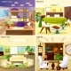 Living Room Interiors 2X2 Design Concept, Vectors | GraphicRiver