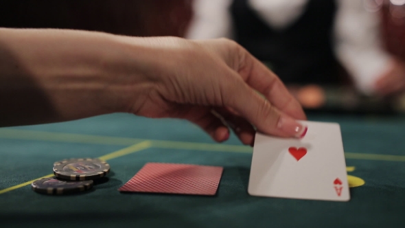 Beautiful Girl The Player Makes a Bet In Poker And Wins., Stock Footage