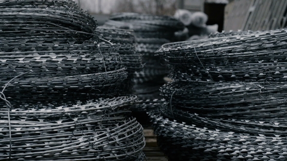 Stocks Of Barbed Wire In Store, Stock Footage | VideoHive
