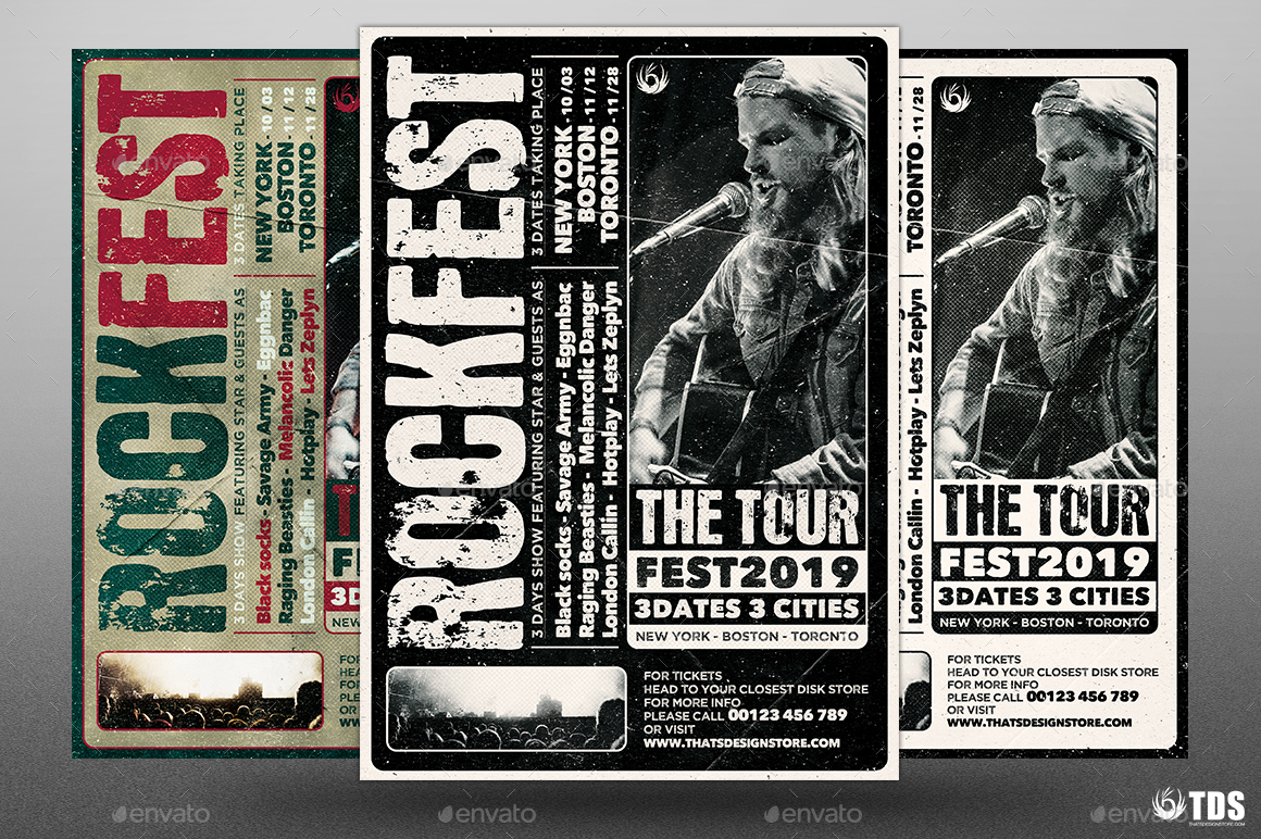 Distressed Rockfest Flyer Template by lou606 | GraphicRiver