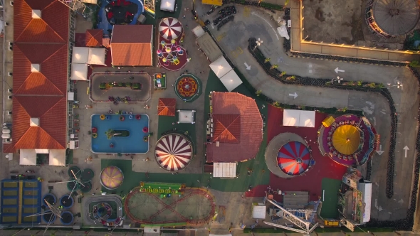 Aerial View Of Amusement Park, Stock Footage | VideoHive