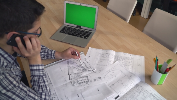 Architect Talking With Client On The Mobile Phone., Stock Footage ...