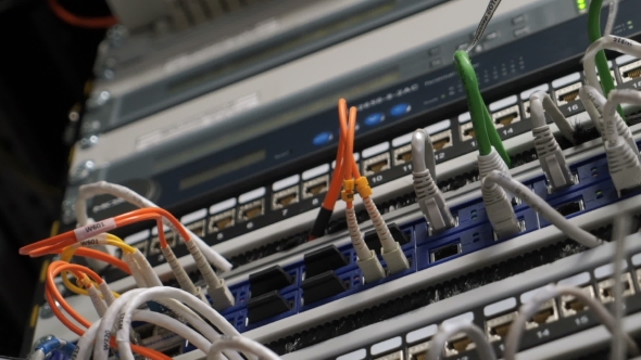 Cables And Connections On Network Server, Stock Footage | VideoHive