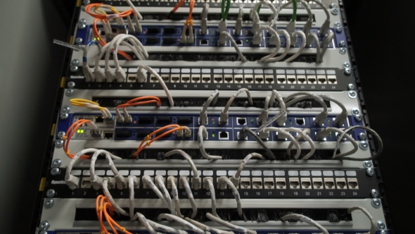 Cables And Connections On Network Server, Stock Footage | VideoHive