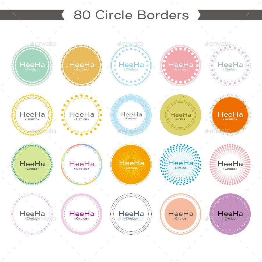 80 Round Borders Set with Circle Frames, Vectors | GraphicRiver