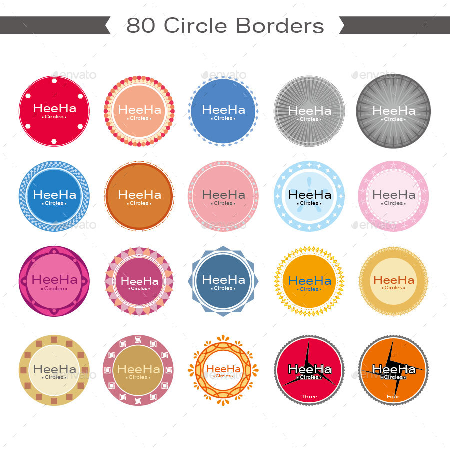 80 Round Borders Set with Circle Frames, Vectors | GraphicRiver