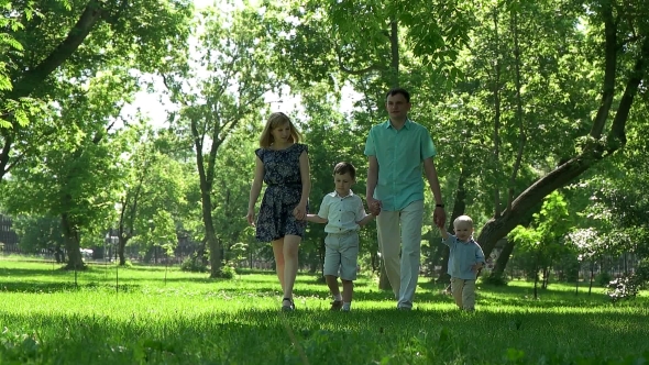 Happy Family Going On a Walk, Stock Footage | VideoHive