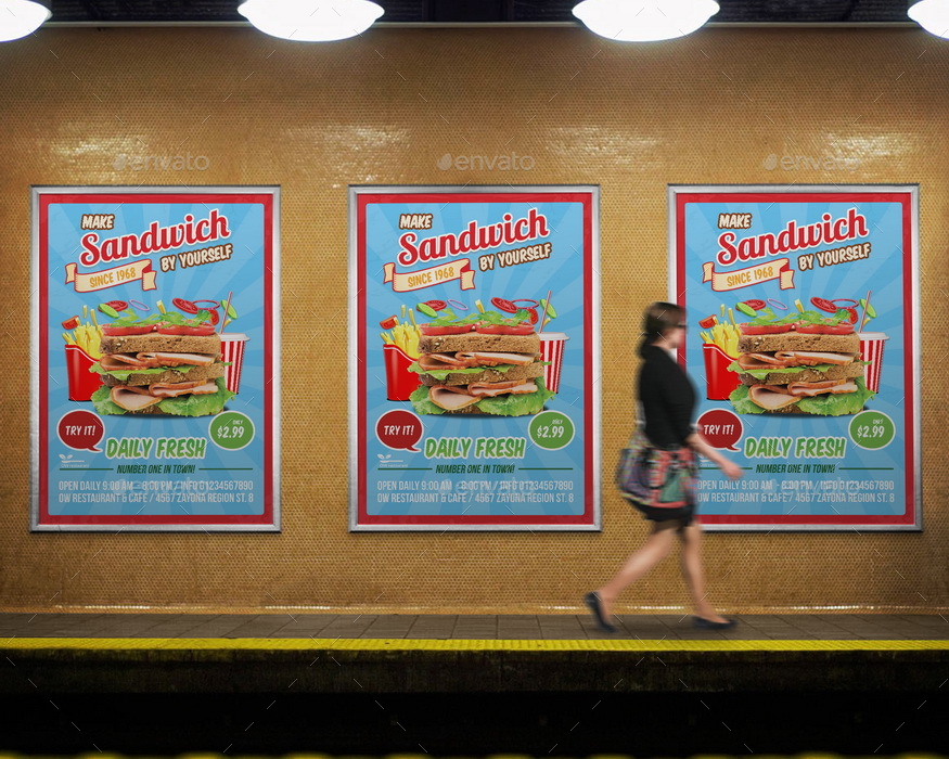 Sandwich Restaurant Poster Template, Print Templates | GraphicRiver