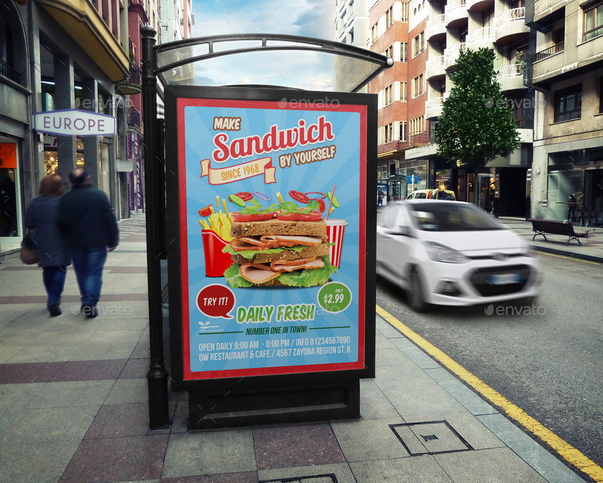 Sandwich Restaurant Poster Template, Print Templates | GraphicRiver