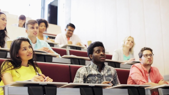 Group Of Students On Lecture Talking To Teacher, Stock Footage | VideoHive