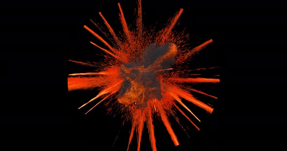 5 separate explosion, fireball with bursting projectile with alpha ...