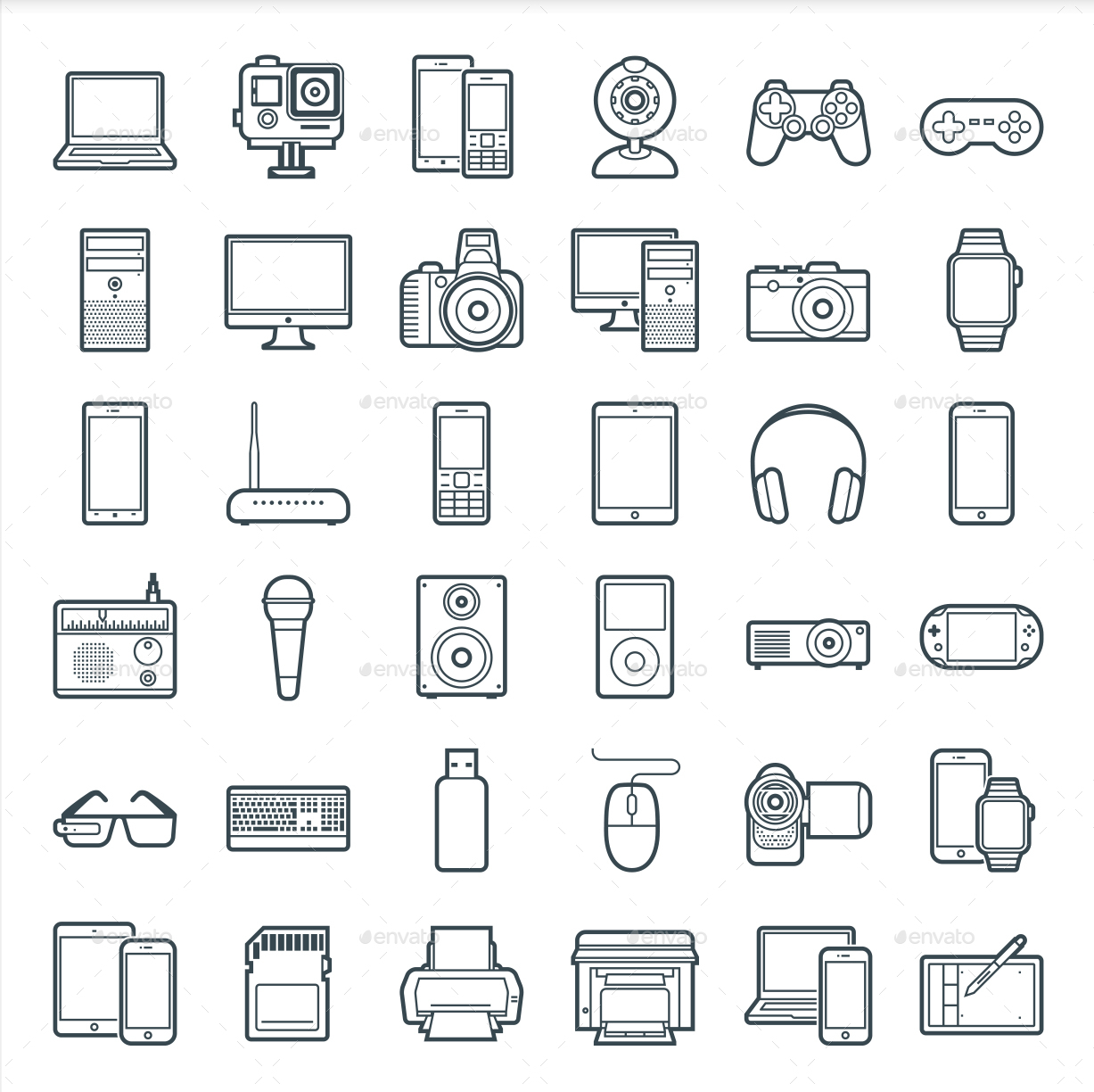 Hardware, Devices and Gadgets Icons, Icons | GraphicRiver