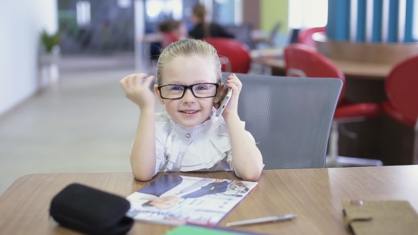 Office Kid Talking On Phone, Stock Footage | VideoHive