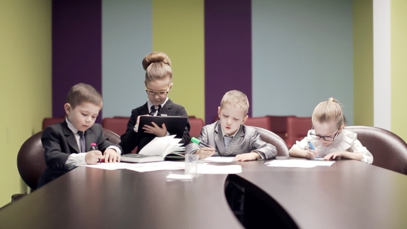 Children In Suits Working In Office, Stock Footage | VideoHive