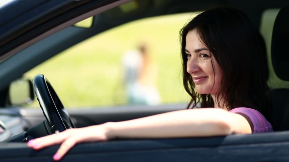 Side View Of Attractive Woman Driver In Car Window, Stock Footage ...