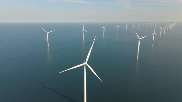 Huge Windmill Turbines Offshore Windmill Farm in the Ocean ...