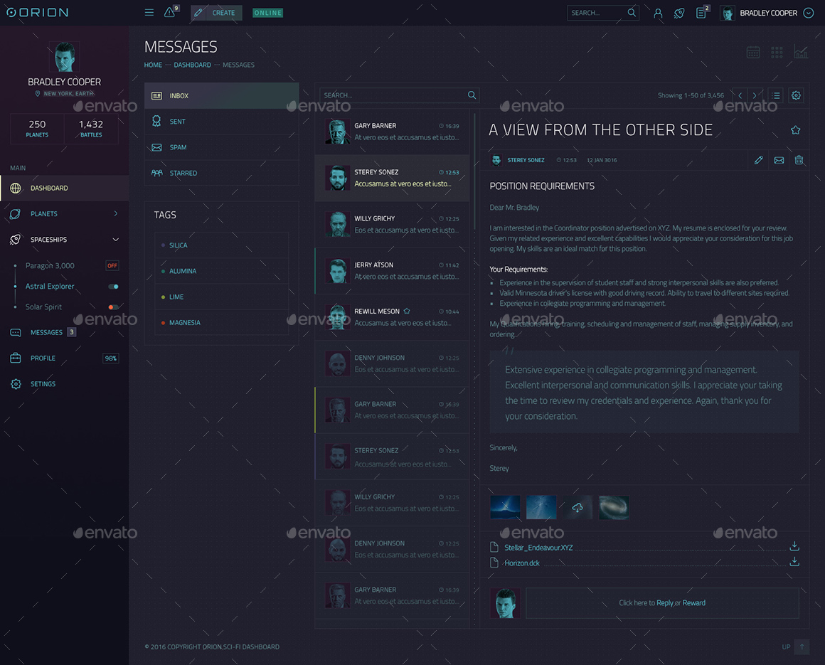 ORION – Sci-Fi Dashboard, Web Elements | GraphicRiver