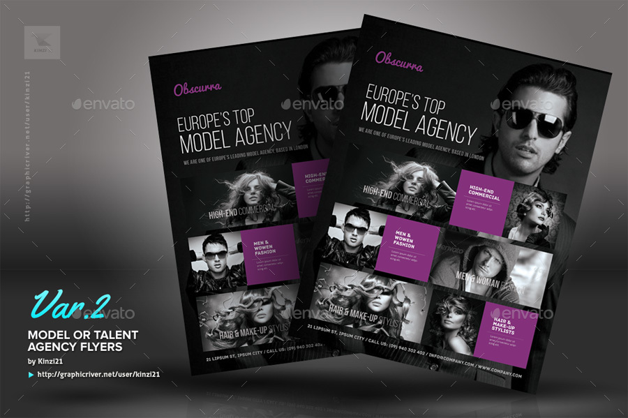Model or Talent Agency Flyers by kinzi21 | GraphicRiver