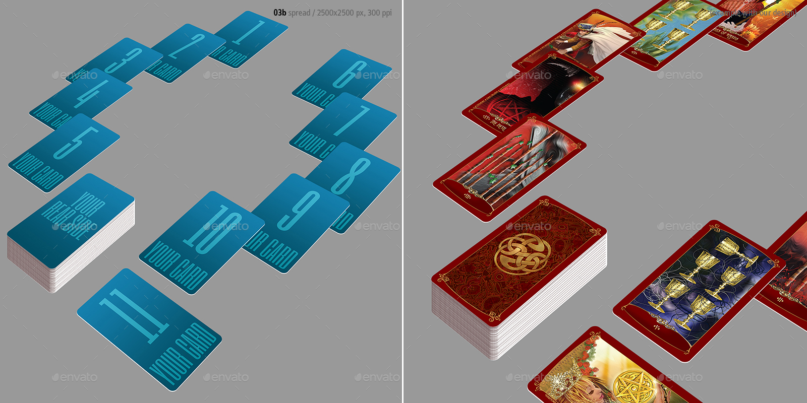 Tarot Box, Cards and 7 Spreads Mockup, Graphics | GraphicRiver
