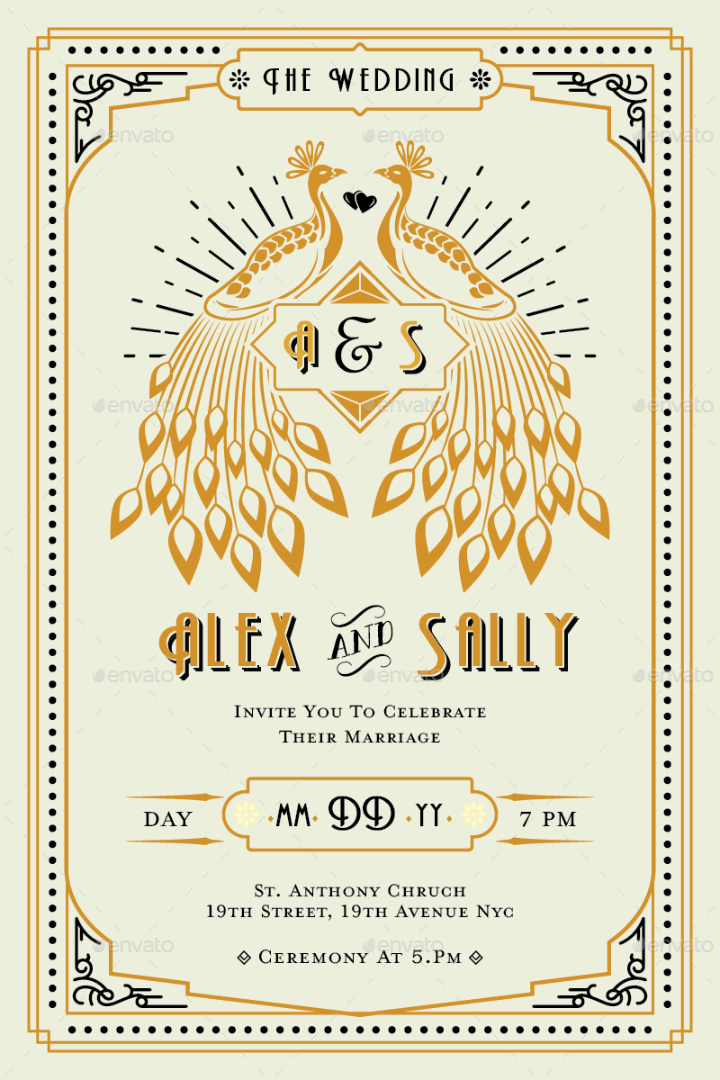 ART DECO WEDDING INVITATION Vol. 3, Print Templates | GraphicRiver