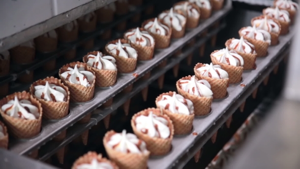 Modern Ice Cream Automatic Production Line. Automatic Equipment At The ...