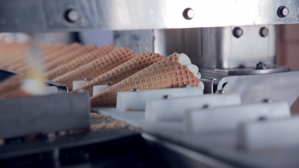 Modern Ice Cream Automatic Production Line. Automatic Equipment At The ...