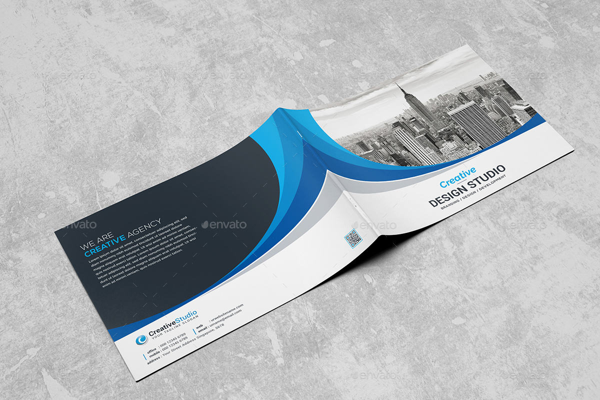 Landscape Bi-Fold Brochure, Print Templates | GraphicRiver