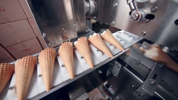 Modern Ice Cream Automatic Production Line. Automatic Equipment At The ...