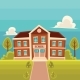 Front View School Building Cartoon Vector, Vectors | GraphicRiver