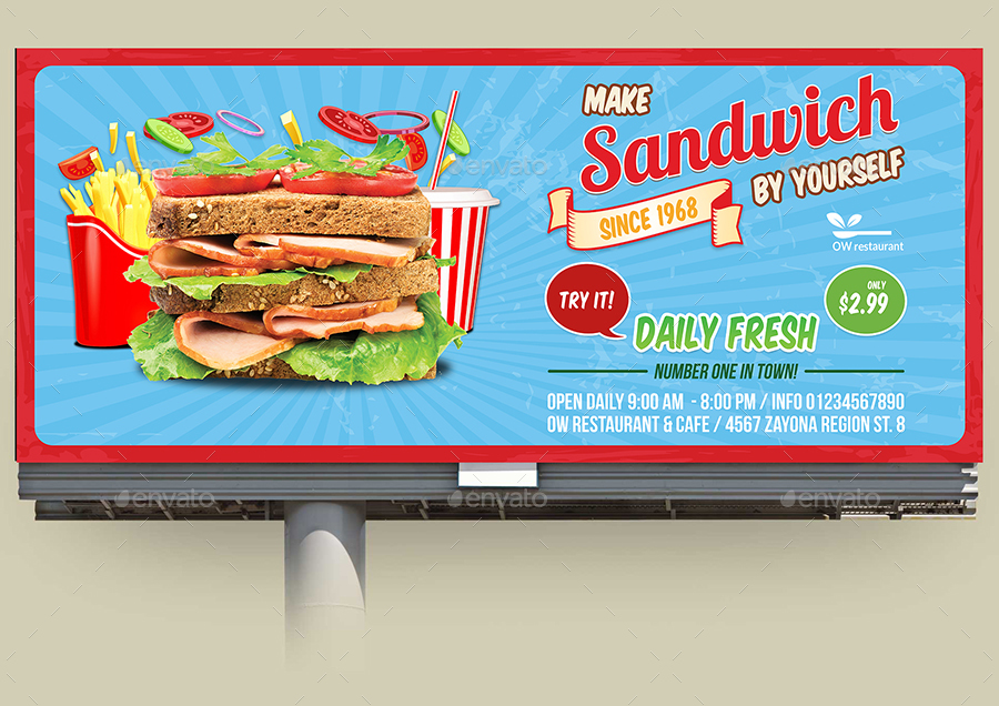 Sandwich Restaurant Advertising Bundle, Print Templates | GraphicRiver