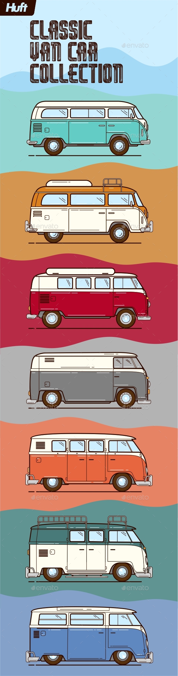 Classic Van Car Collections, Vectors | GraphicRiver