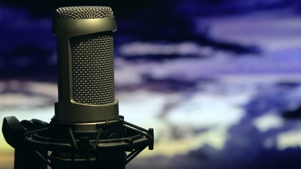 Isolated Microphone On Stand Background Cloudy Sky, Stock Footage ...