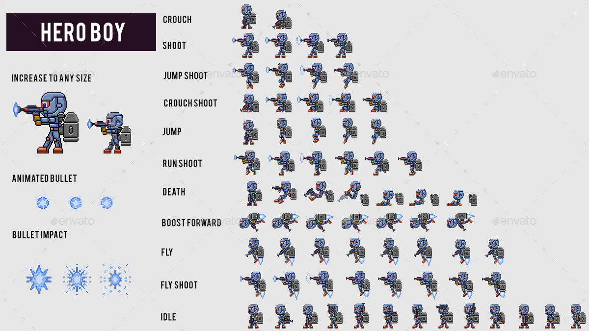 8-Bit Platformer Jetpack Pixel Hero Boy Game Kit 1 of 2 by Space_Gecko