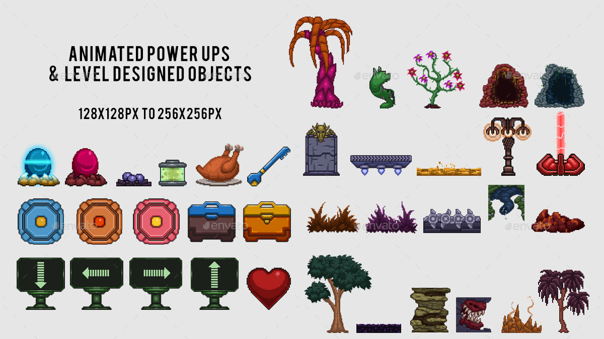 8-Bit Platformer Jetpack Pixel Hero Boy Game Kit 1 of 2 by Space_Gecko