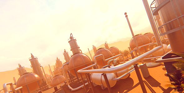 Flight Simulator Over Industrial Complex, Motion Graphics | VideoHive