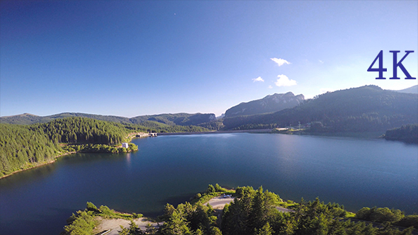 Aerial View of Beautiful Lake and Spectacular Mountains, Stock Footage