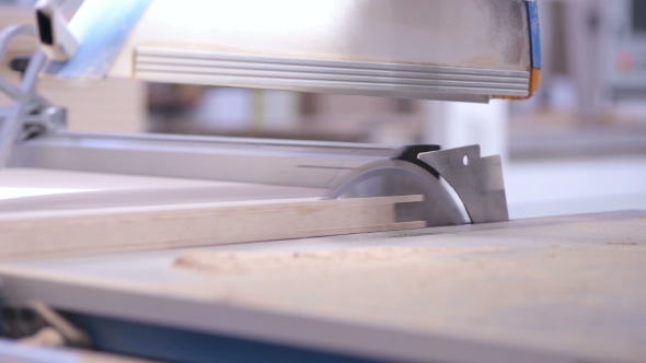 Wood Cuttingon Automated, Robotic Table Circular Saw., Stock Footage